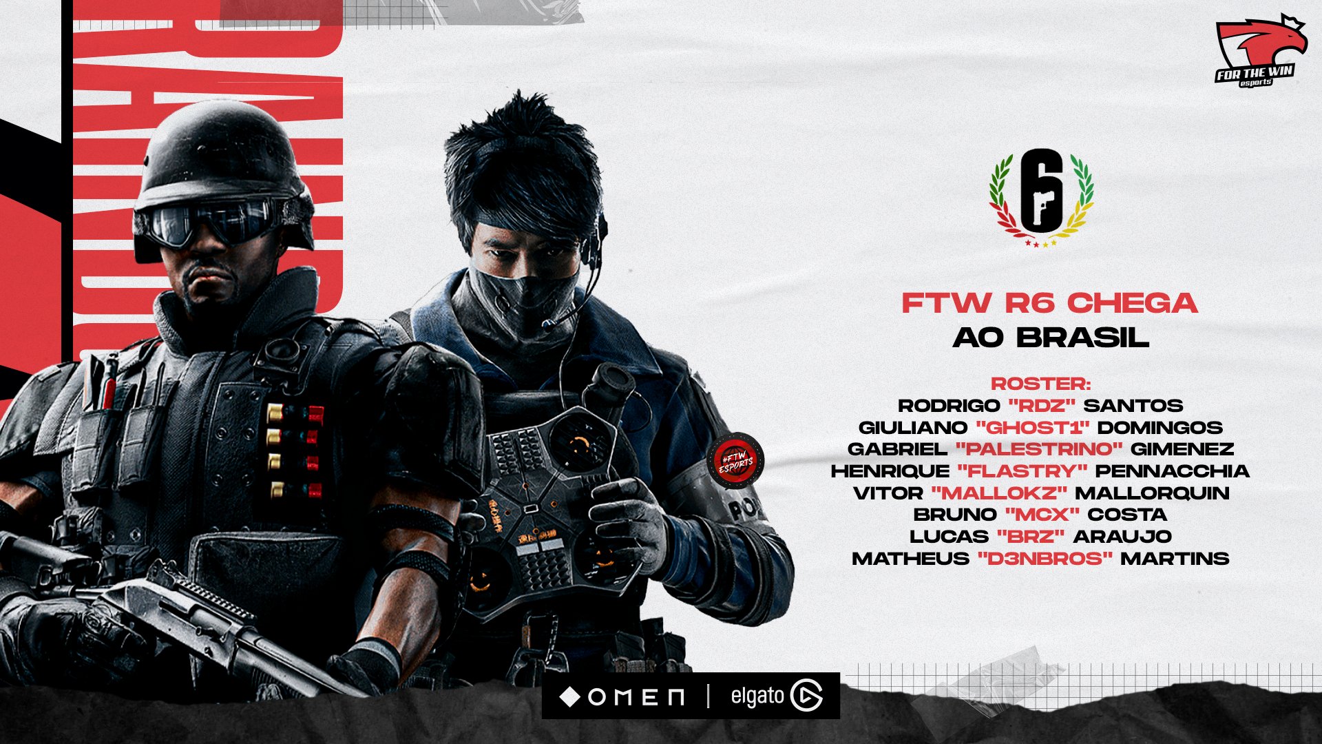 FTW Esports apresenta equipa brasileira de R6