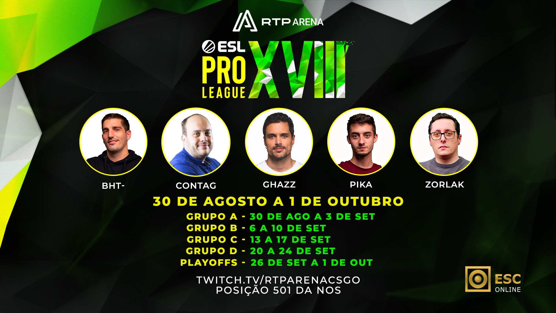 Temos talento pronto para a ESL Pro League 18!