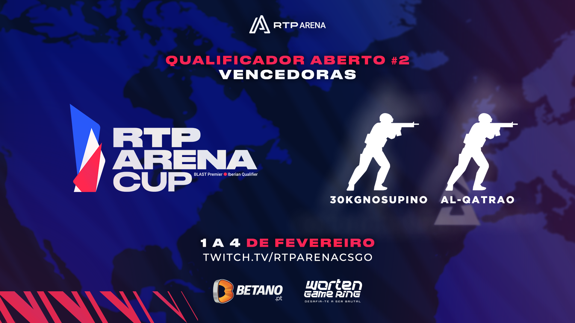 AL-QATRAO e 30kgnosupino conquistam últimas vagas na RTP Arena Cup